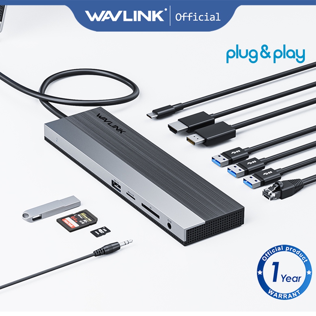 Wavlink 11 In 1 Usb C Triple Display Mst Docking Station With 85w Power Delivery Shopee