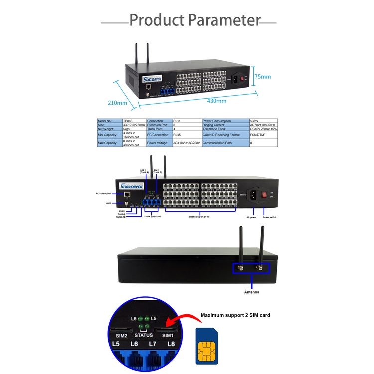 GSM pbx expandable pabx hotel pbx system telephone exchange switch ...