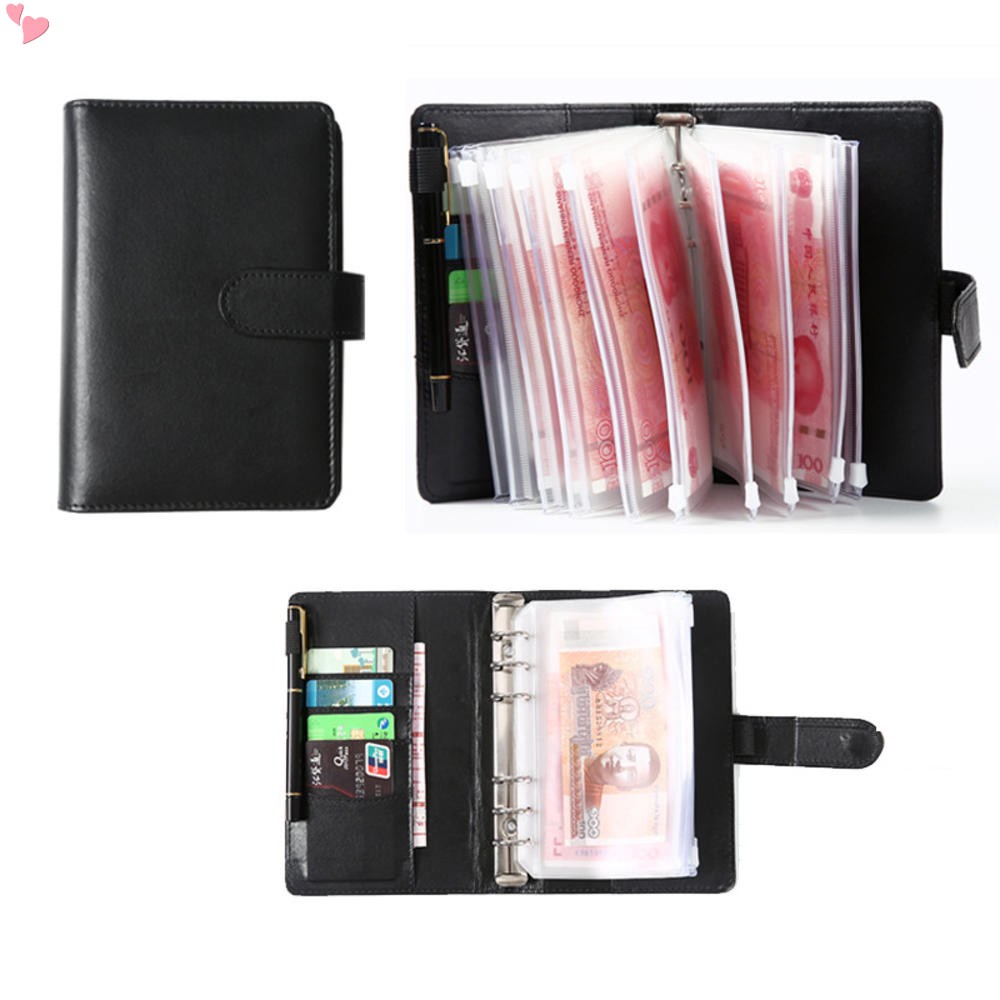 PU Leather A6 Notebook Binder Budget Planner Binder Cover with Pocket ...