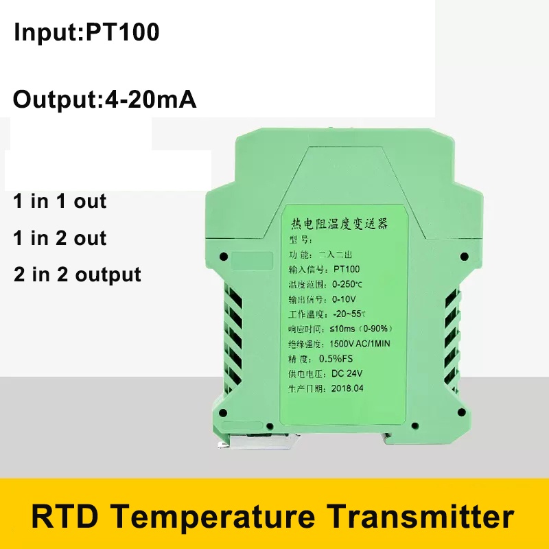 RTD Temperature Transmitter PT100 100 150 degrees Input 4-20mA 0-10V ...