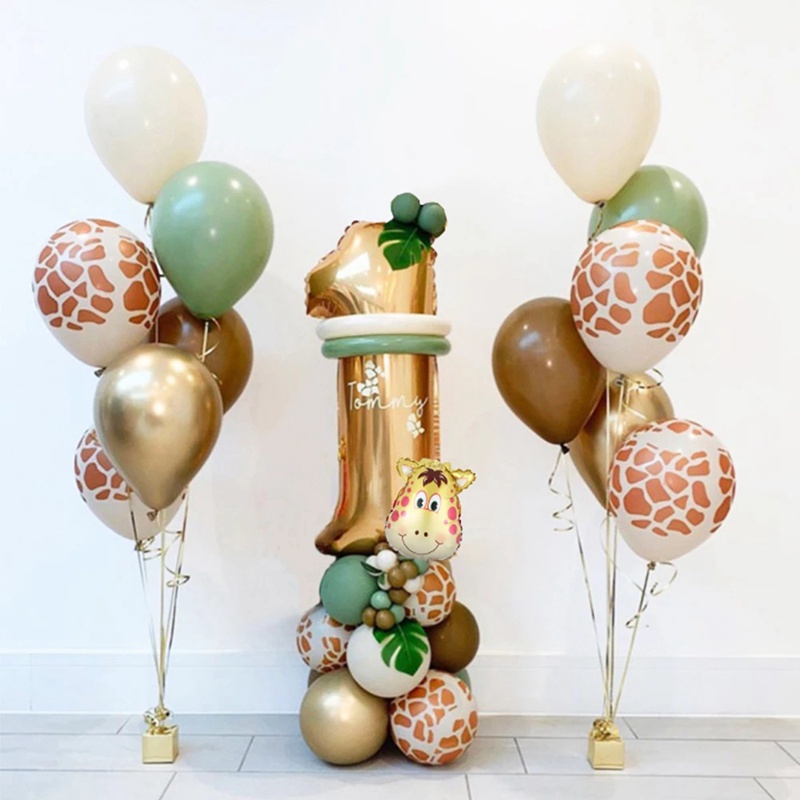 30pcs Jungle Safari Animal Number Balloons Set Kids 1 2 3 Years ...