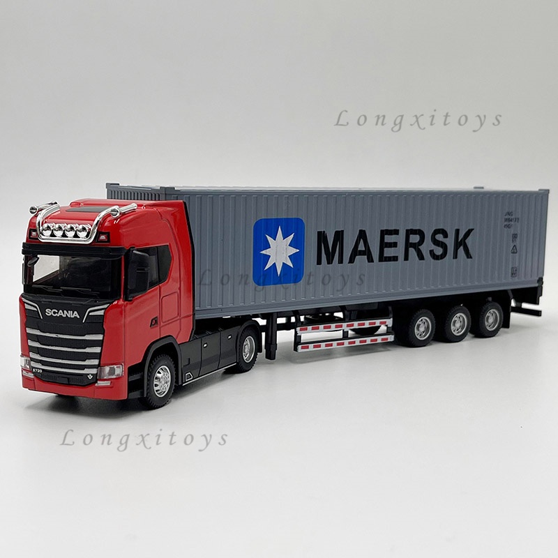 1:50 Diecast Truck Model Toy Scania S730 Tractor With Container Semi ...