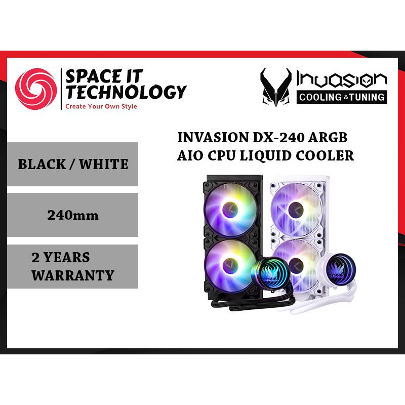 Invasion DX-240 ARGB AIO Liquid Cooler Black / White | Shopee Philippines