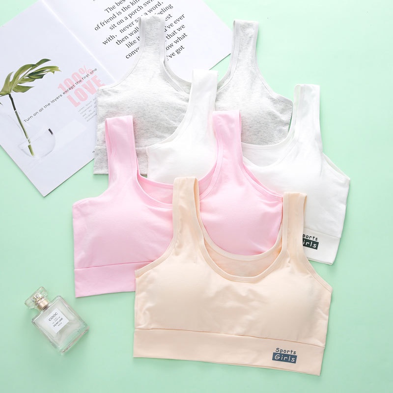 SMY Cotton Girls Bra Chest Pad Soft Teenage Training Bra Development ...