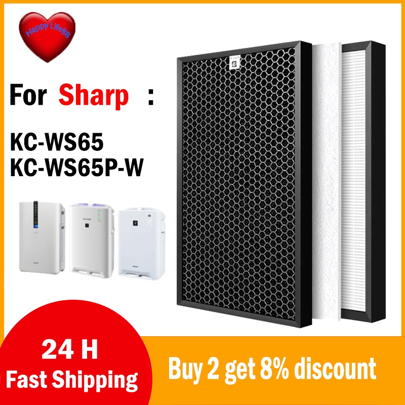for Sharp Air Purifier Model KC-WS65 KC-WS65P-W HEPA & Carbon Filter ...