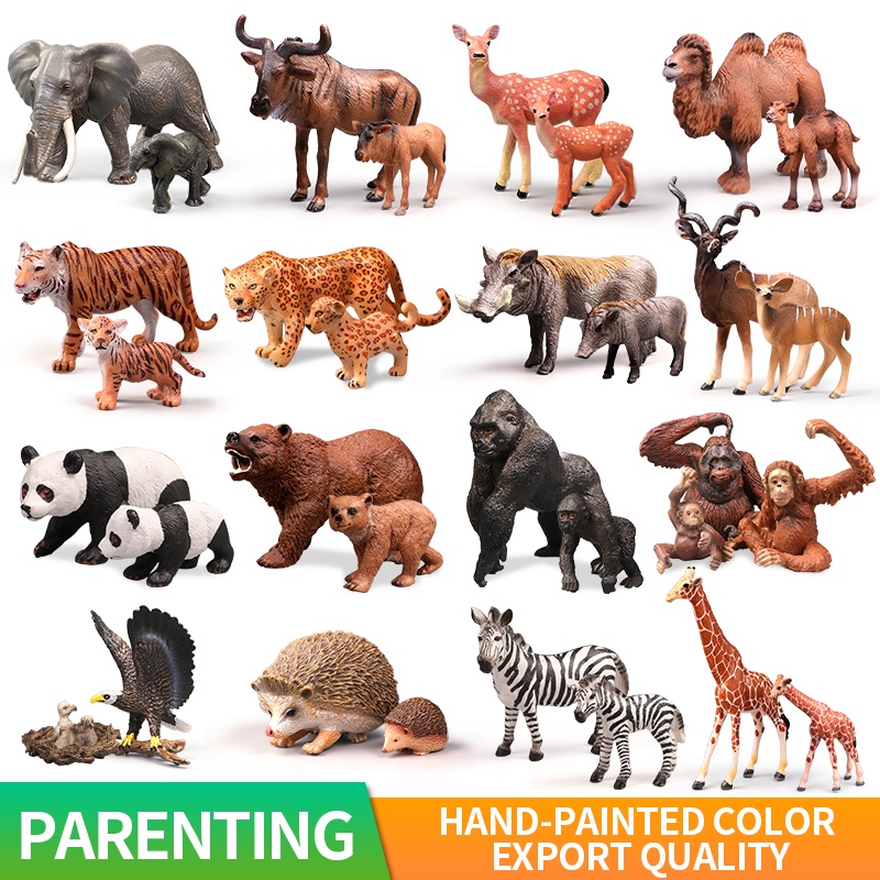 Solid Simulation Wild Animals Models Set Elephant Giraffe Zebra Lion ...