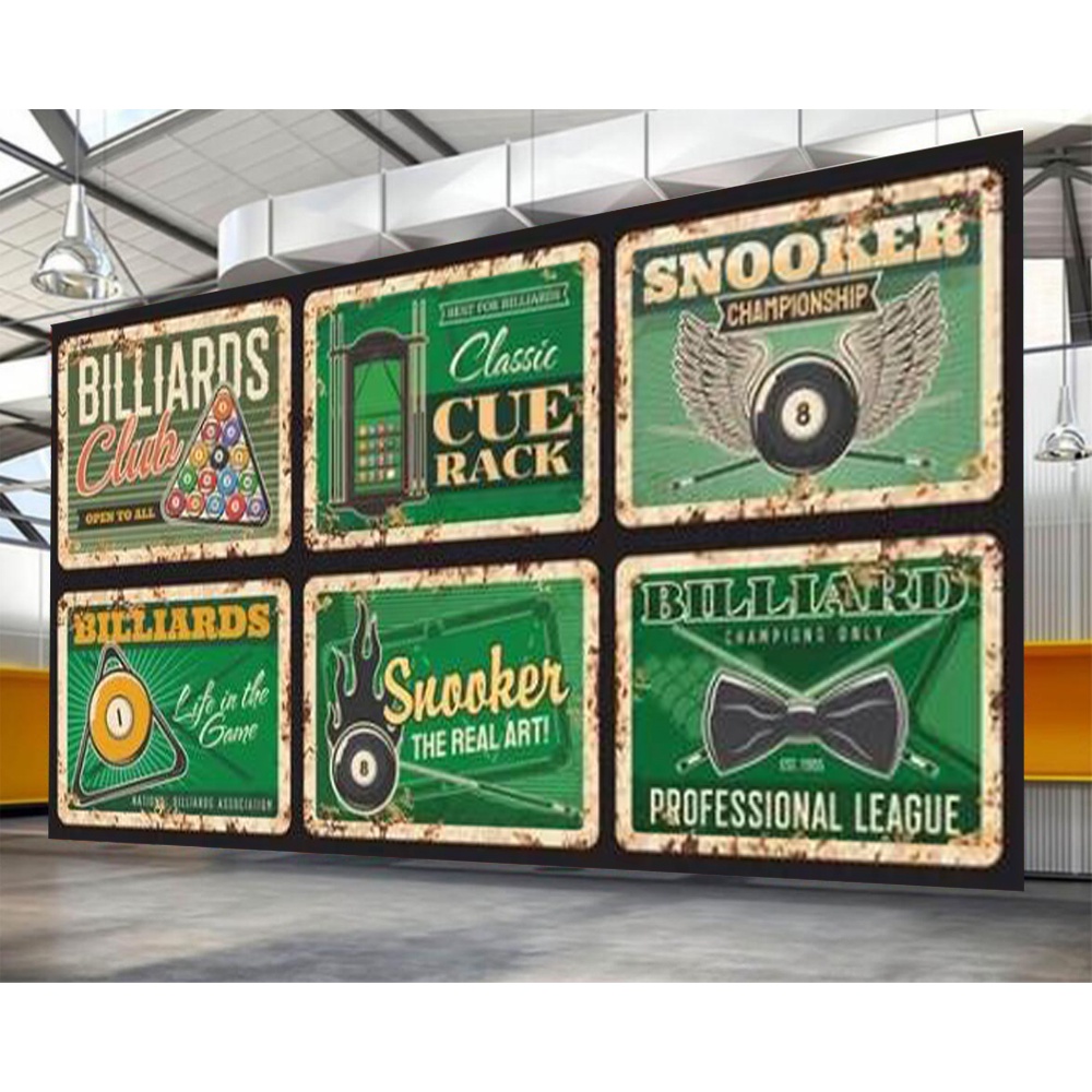 Custom billiards room retro style background wall wallpaper mural ...