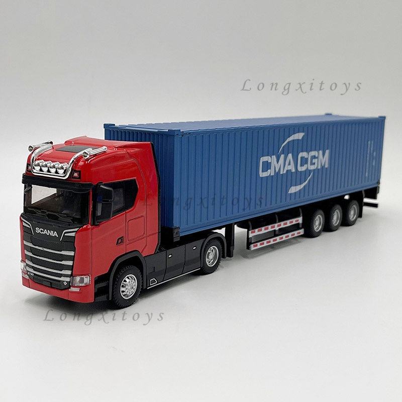 1:50 Diecast Truck Model Toy Scania S730 Tractor With Container Semi ...