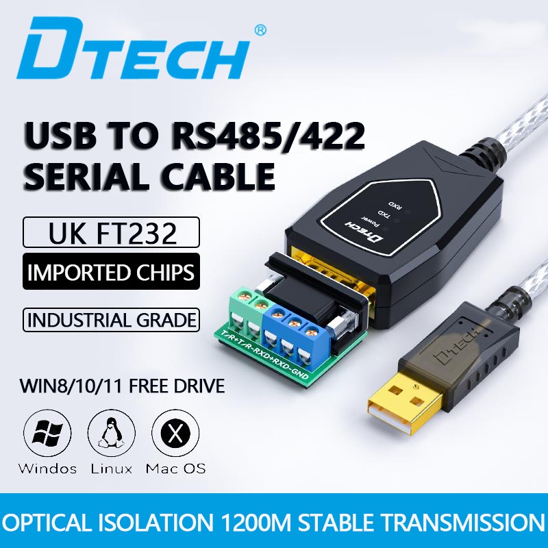 DTECH USB To RS485/RS422 Serial Port Communication Cable Photoelectric Isolation Converter ...