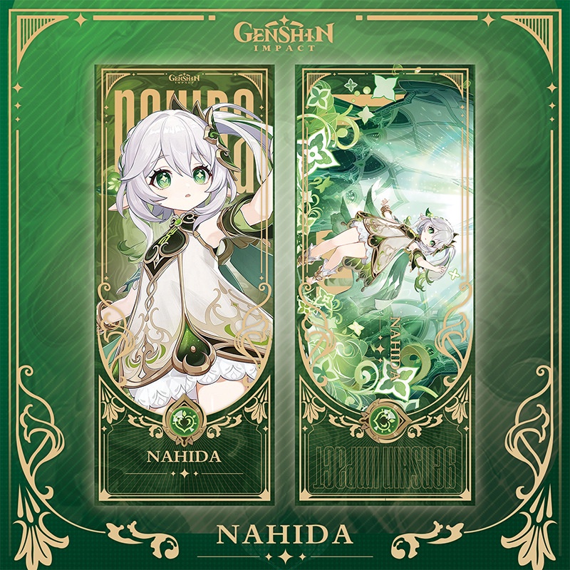 Genshin impact bookmark Neuvillette Nahida laser ticket double-sided ...
