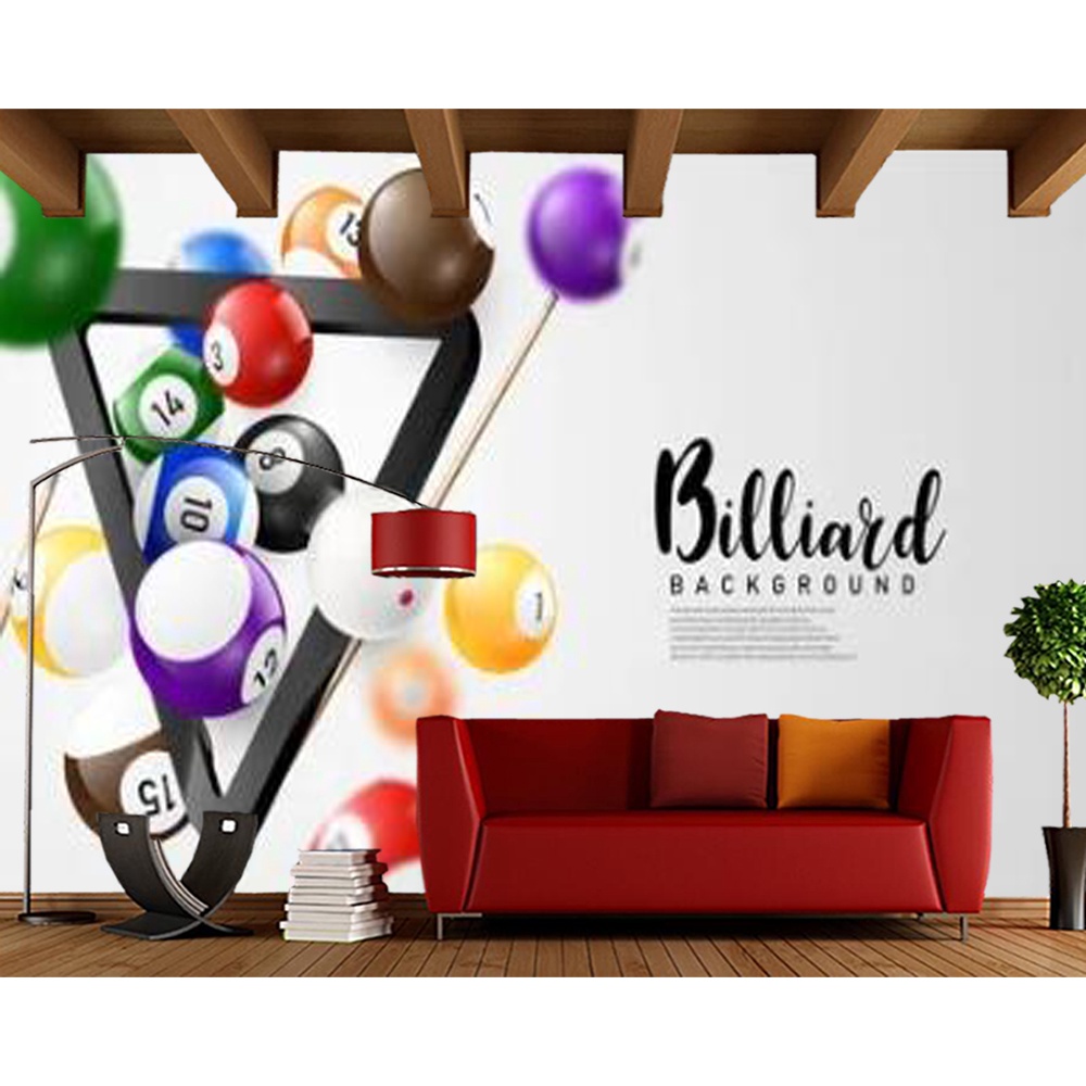 Custom color ball billiard background wall wallpaper mural billiards ...