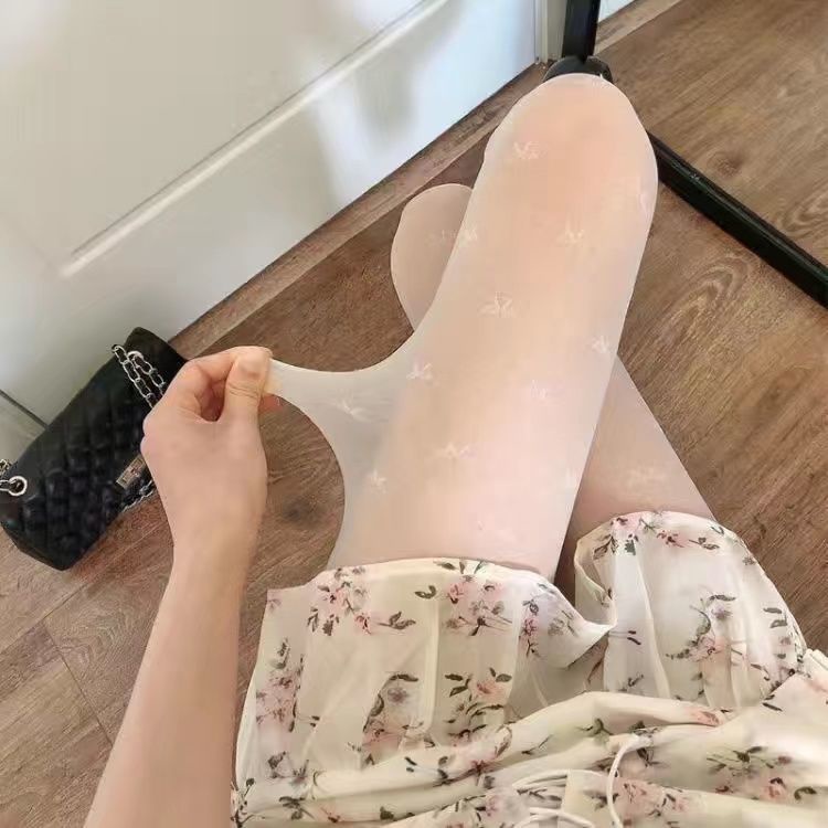 White silk stockings female Laurie jk sexy calf stockings summer thin thin Breathable High Waist ...