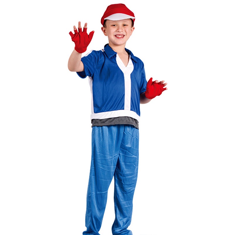 Kids Cosplay Costume Ash Ketchum Cartoon Figure Suit Coat + Pants ...