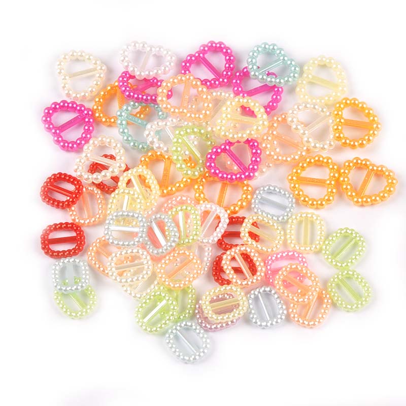 100pcs Mixed Heart/Oval Pearl Plastic Buckles DIY Hair Jewelry Crafts ...