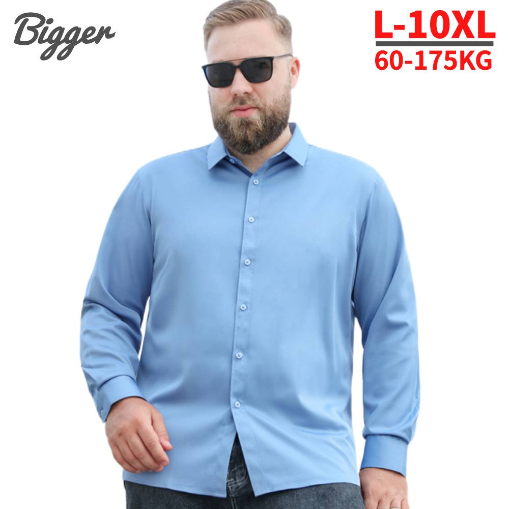 10XL Men Black Stretch Business Top Casual Professional Thin Large Size ...