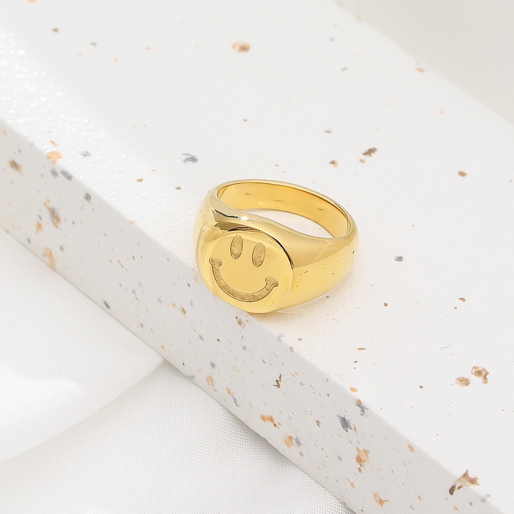 ins Popular Smiley Face Emoticon Ring Metal Women Out Of Street Single Product | Shopee Philippines