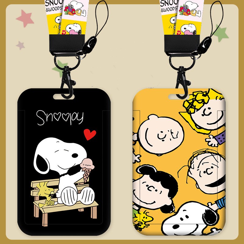 Cartoon Snoopy Stundet School ID Work ID Card Holder Metro Card Bus ...