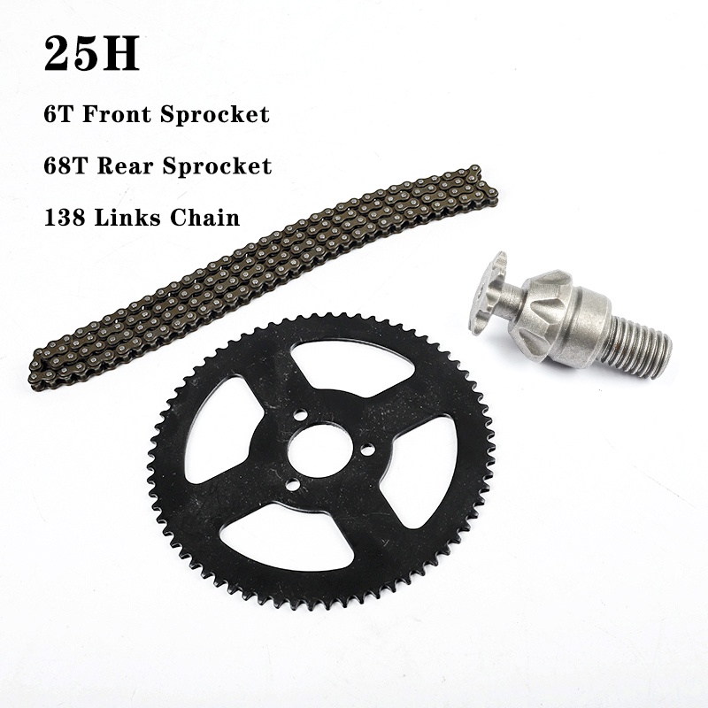 25H 6T sprocket shaftt & 68T Rear Sprocket with 144 Links Chain for ...