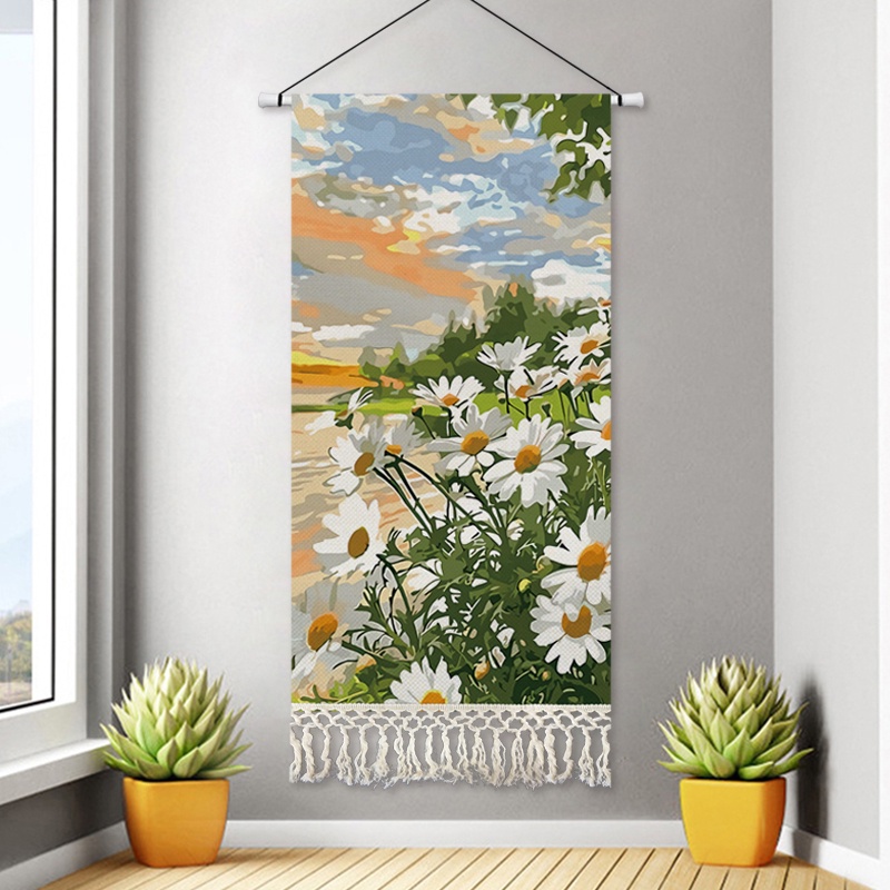 High-quality Nordic ins Simple Flower Hanging Canvas Fabric Living Room ...