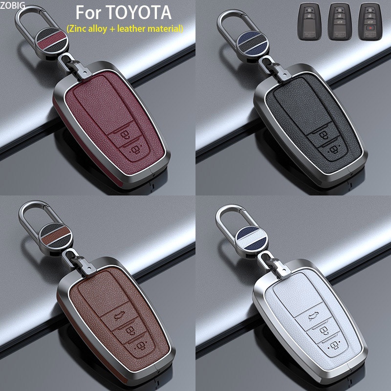 ZOBIG Zinc alloy leather for Toyota Key Fob Cover Car Key Case Shell ...