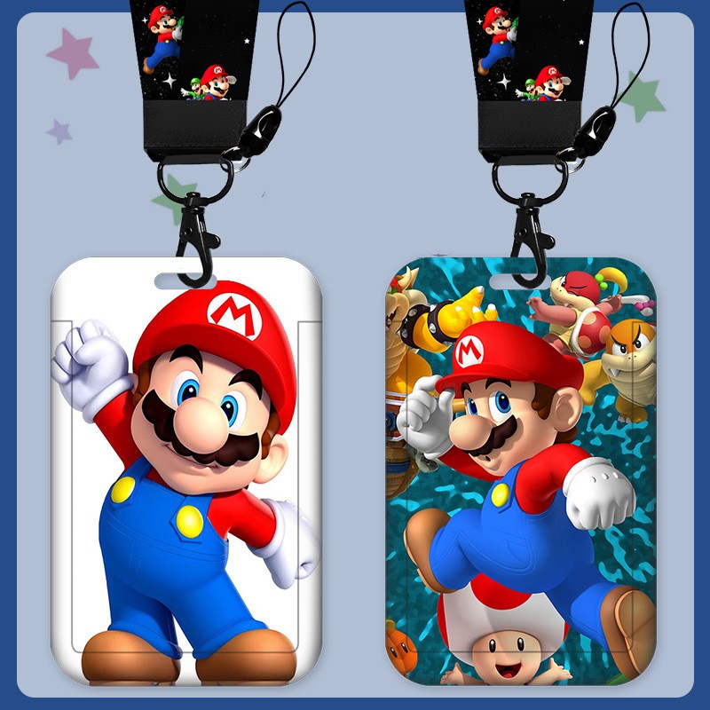 Cartoon Mario Card Holder With Lanyard Neck Strap Card Holder id case ...
