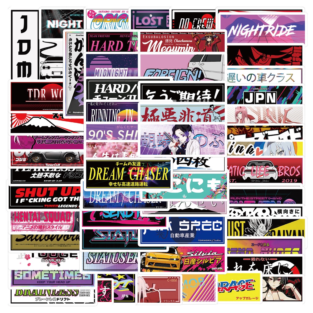 66PCS JDM Harajuku Slang Series 02 Mini Graffiti Sticker Set Waterproof ...