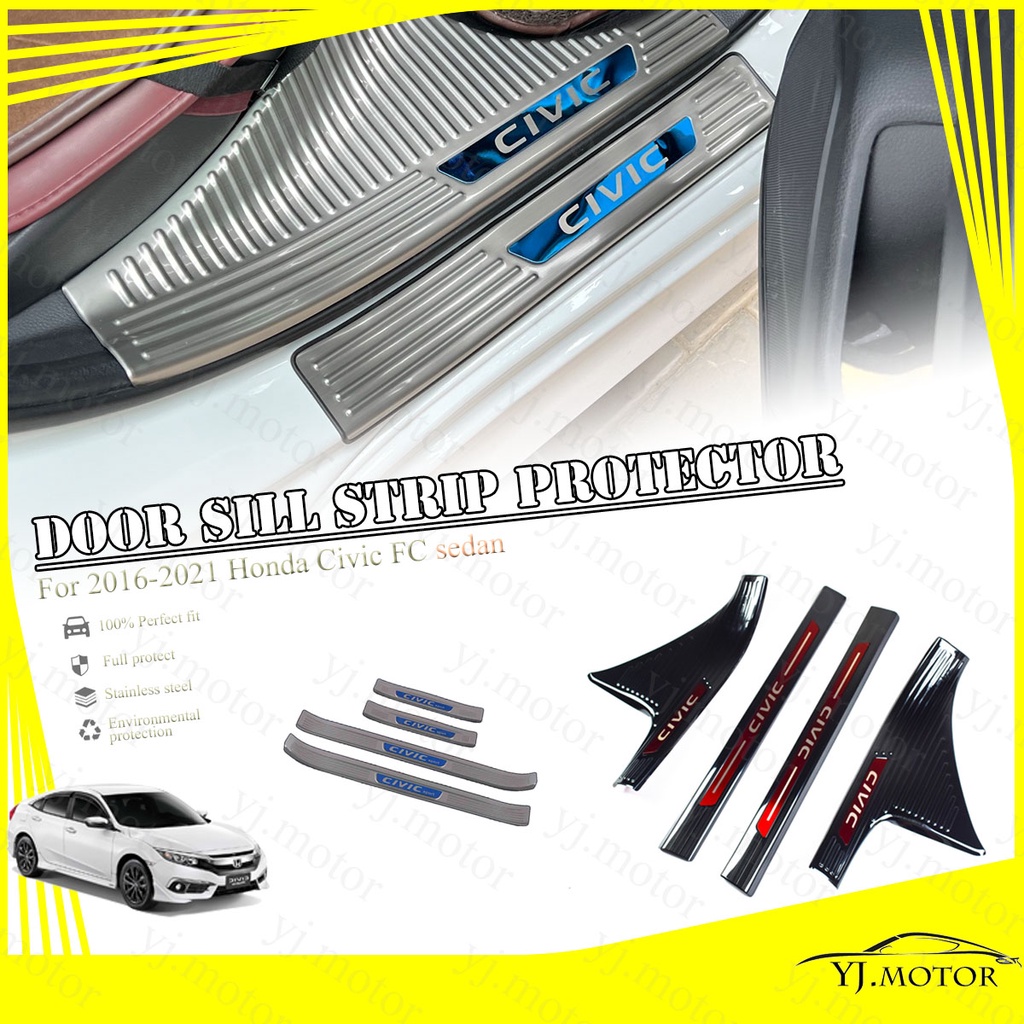 For 2016 - 2021 Honda Civic FC Door Sill Strip Protector 1Oth Civic ...