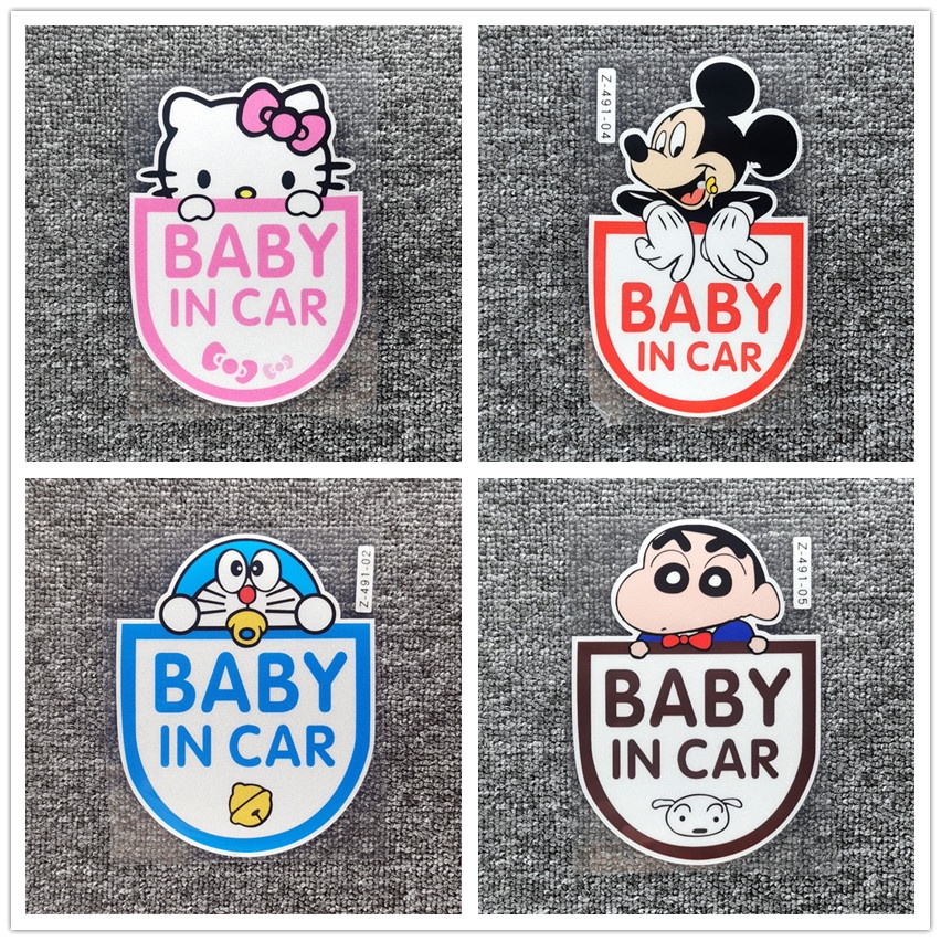 Car Stickers Baby In Car Baby On Board Hello Kitty Doraemon Crayon Shin ...