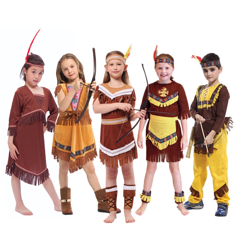 Child indigenous Indian Savage Suit Primitive Boys Costume Stage ...