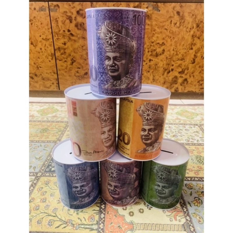 tabung duit syiling gambar duit kertas ringgit saving RM tin kids adult ...