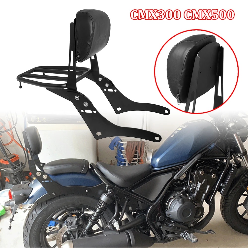 BACK REST+REAR SHELF CARRIER HEAVY DUTY Honda Rebel 300 500 Motorcycle ...
