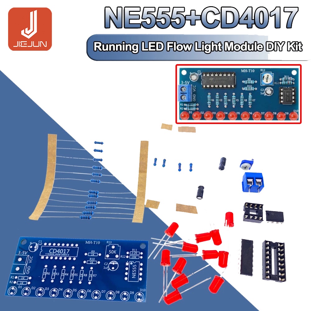 NE555 CD4017 Running LED Flow Light Electronic Production Suite Control ...