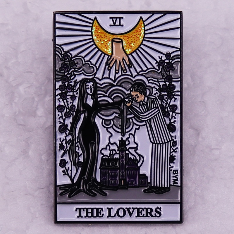 Tarot Lovers Brooch Addams Family Gomez And Morticia Pin Animated Movie ...