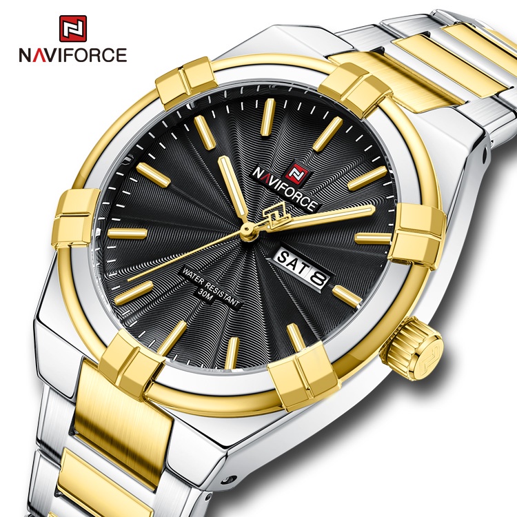 NAVIFORCE 9218 Watches For Men Quartz Sport Stainless Steel Waterproof ...