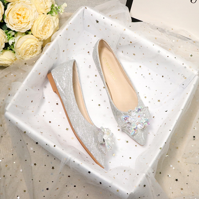 DLWL · French Crystal Bridal Wedding Shoes Female Xiuhezhu Dress Flat ...