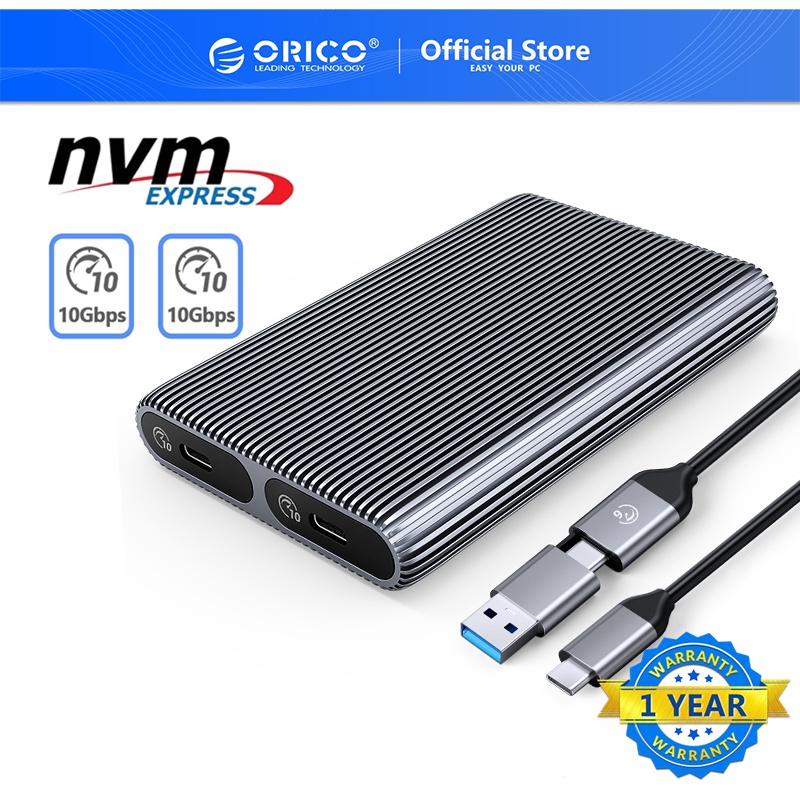 ORICO Free Tool Aluminum Dual-Bay External Hard Drive Enclosure USB C ...