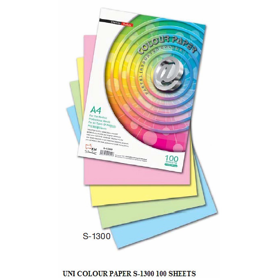 UNI A4 COLOUR PAPER 80GSM (5 color pastel ) (100'S/PACK) | Shopee ...