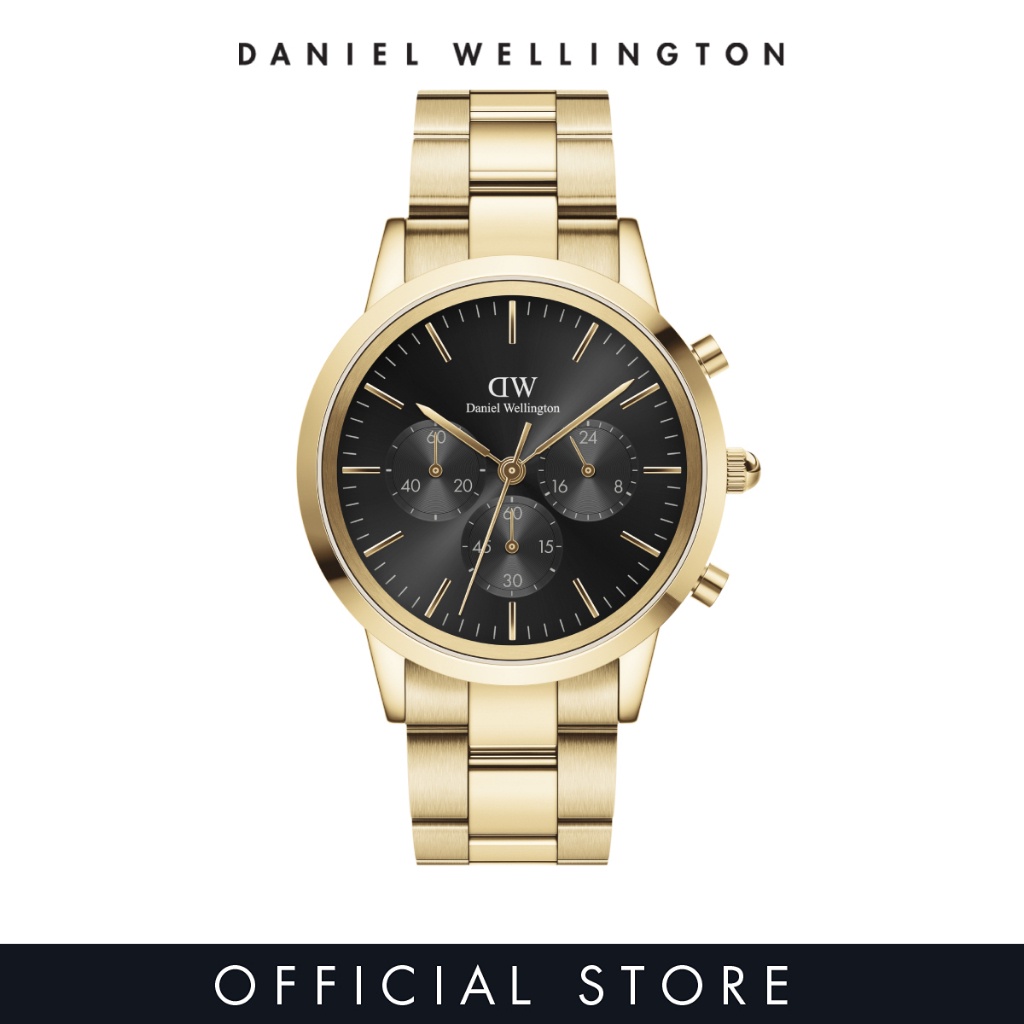 [2 Years Warranty] Daniel Wellington Iconic Chronograph 42mm Link Gold ...