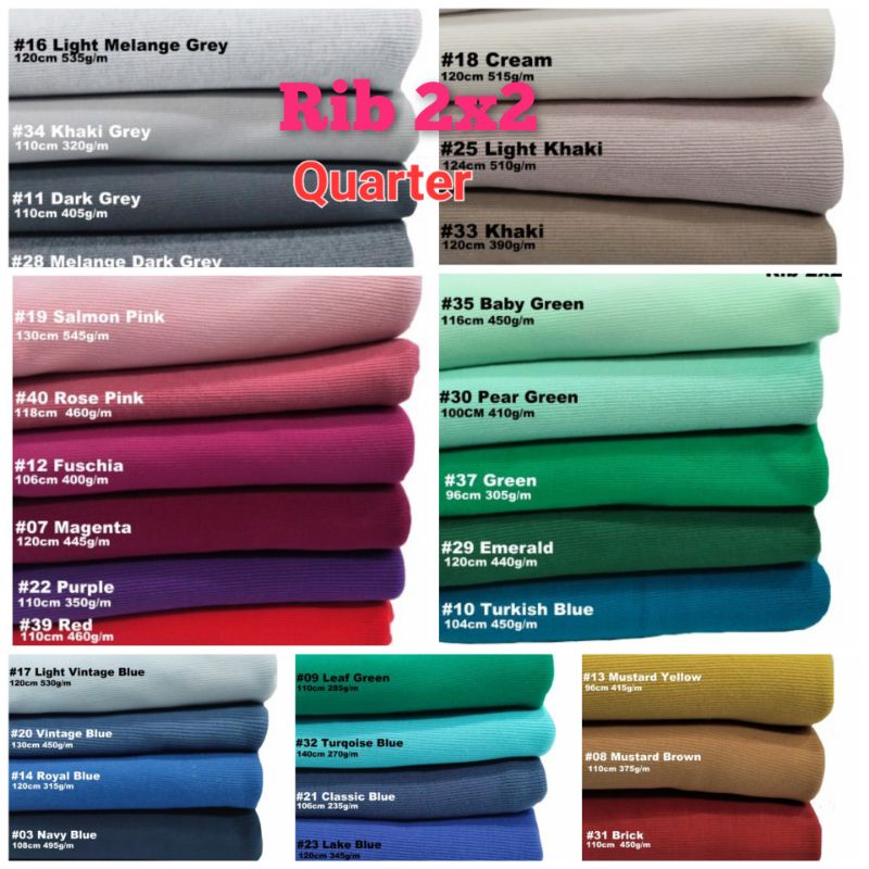 1999Q* 2x2 Half Quarter - All precut 0.125m / 5 inches RIB Knit Fabric ...