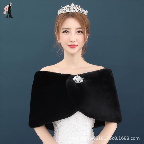 FAUX FUR Shawl Prom Bridal New mink fur coat New fur black cape cape ...