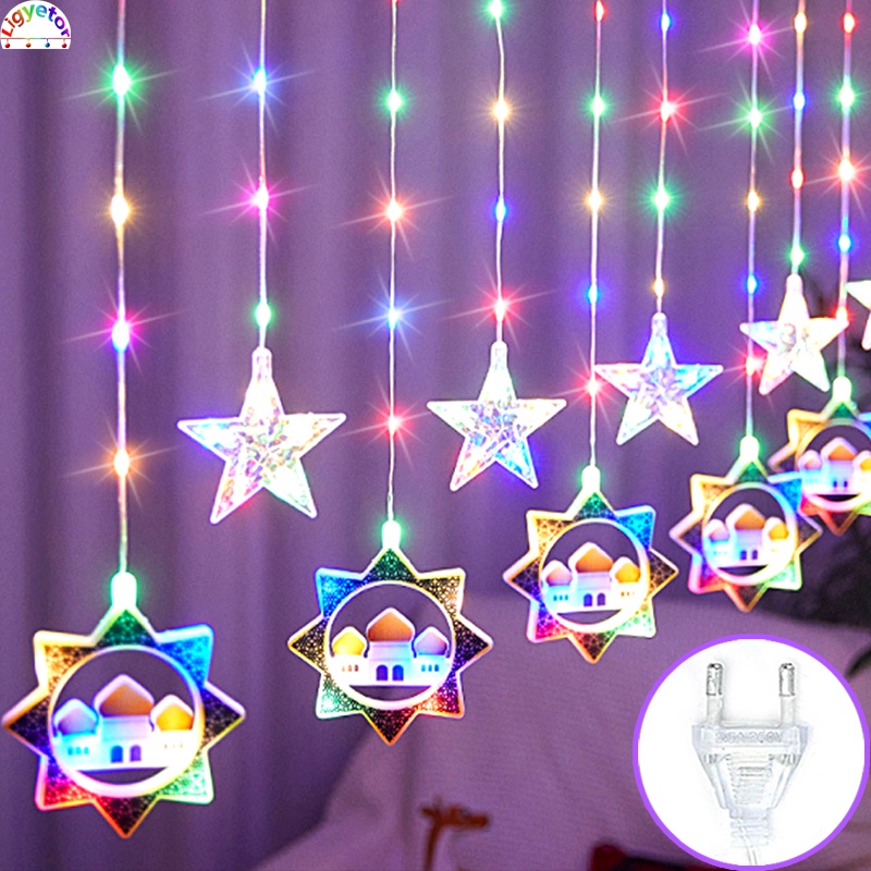 Ligyetor Malay Islamic LED Lights Sun Moon Curtain String Lights Castle ...