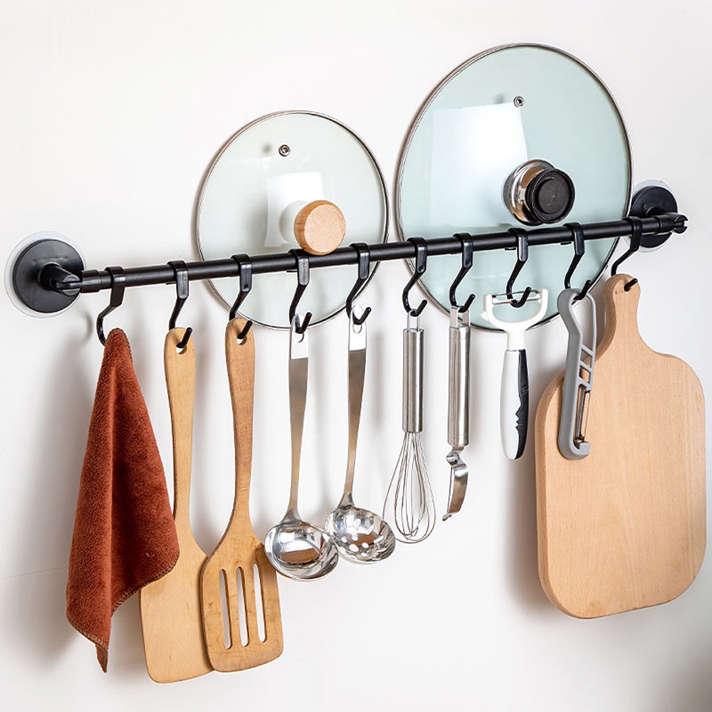 Harbour Life Kitchen Hanging Rack with 12 Hooks Wall Mounted adhesive ...