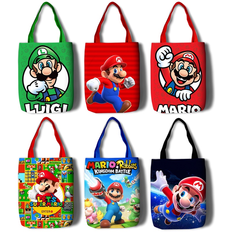 Super Mario Super Mario Mario Canvas Shopping Bag Shoulder Bag Portable ...