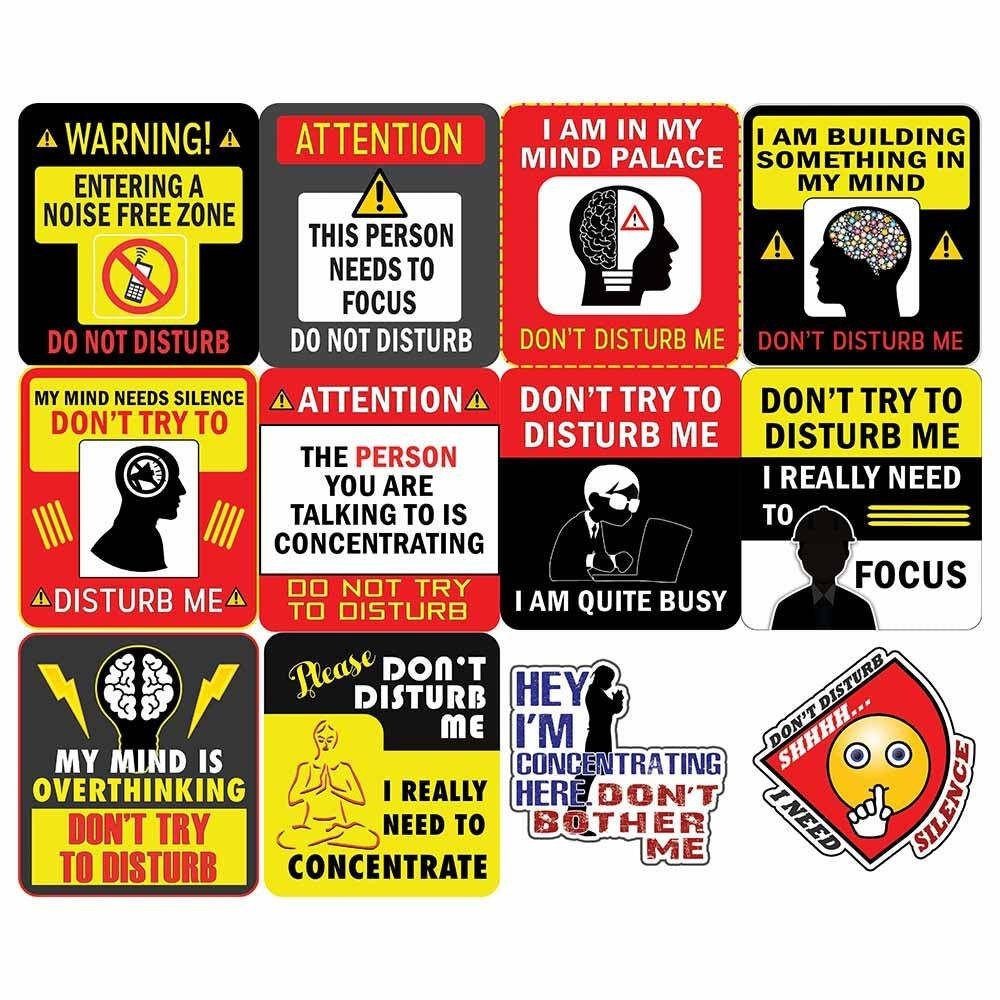 Do Not Disturb My Concentration Stickers (12 designs x 1pc each) 1Set ...