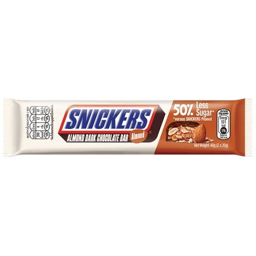 SNICKERS ALMOND DARK CHOCOLATE BAR LESS SUGAR 40G | Shopee Philippines
