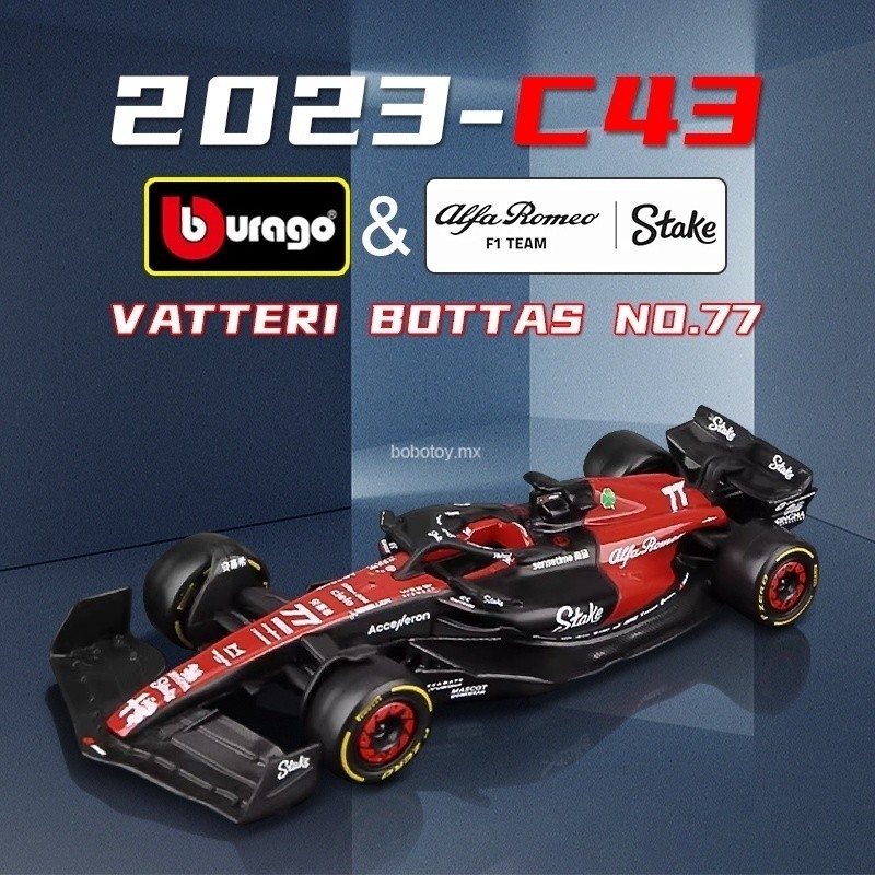 Bburago 1:43 2023 F1 Alfa Romeo C43 C42 #24 Guanyu Zhou #77 Valtteri Bottas Formula Racing Team ...