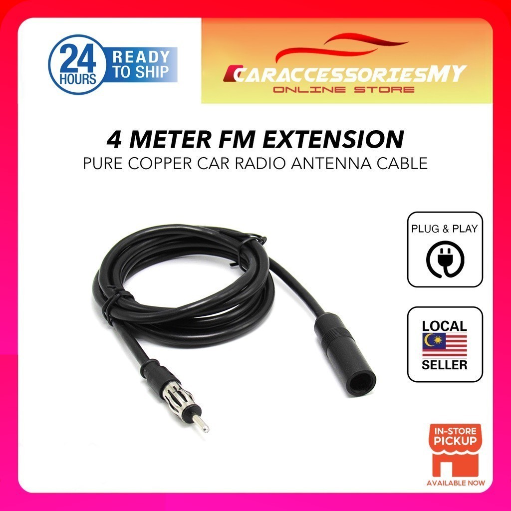Pure Copper Car FM Radio Antenna 4M Antenna Extension Cable wire wayar kit | Shopee Philippines