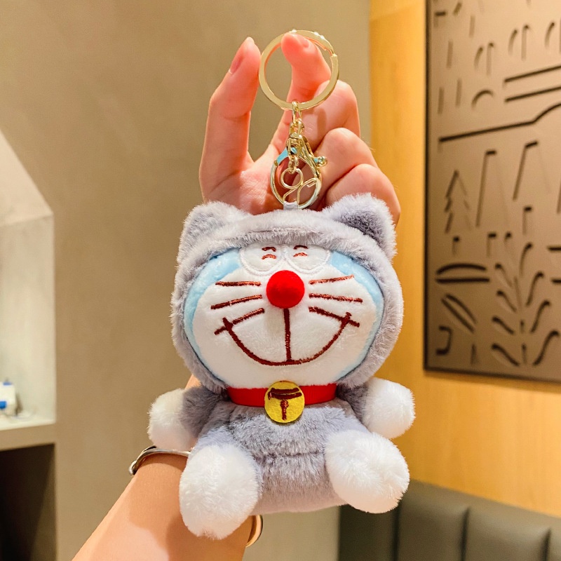 Creative Plush Cross-Dressing Doraemon Cartoon Car Keychain Influencer ...