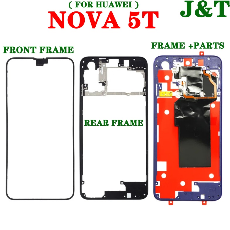 For Huawei Nova 5T Rear LCD Front Middle Frame Bezel Plate Housing Supporting Antenna NFC ...