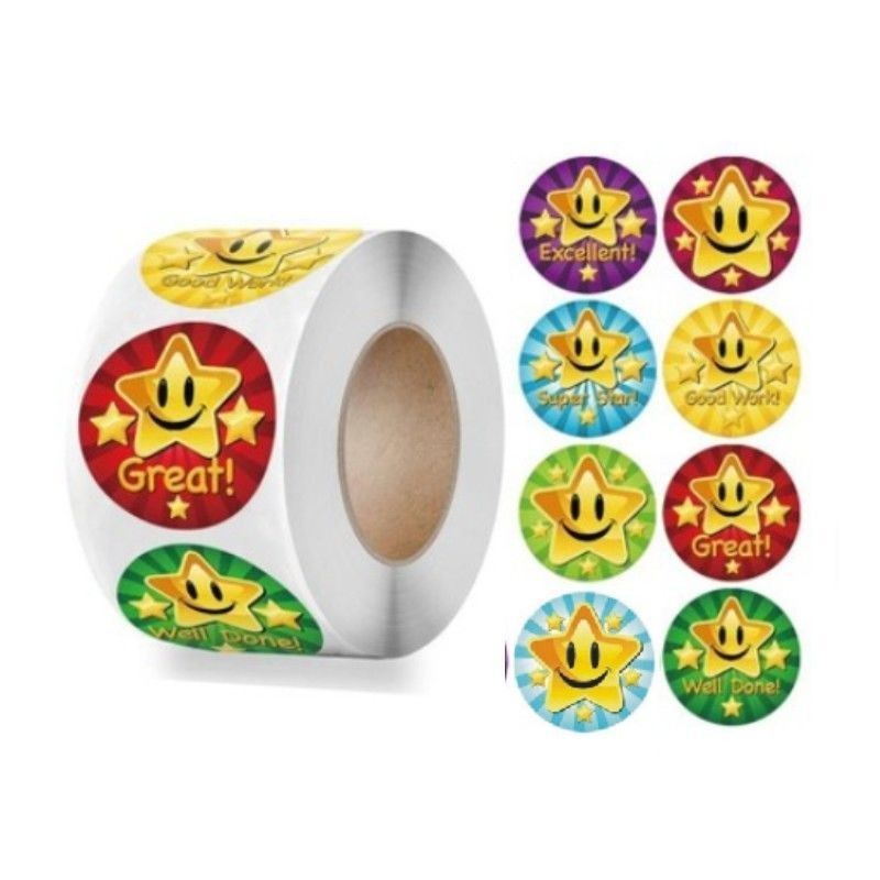 Yixi 500 Sheets/Roll-Shaped Cartoon Emoticon Pack Smiley Face Stickers ...